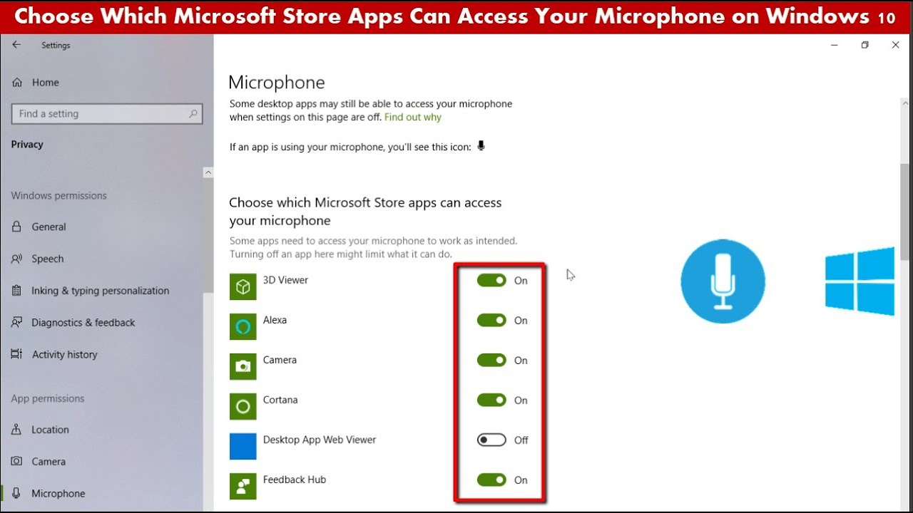 How to Enable & Disable Microphone for Particular Microsoft Store App ...