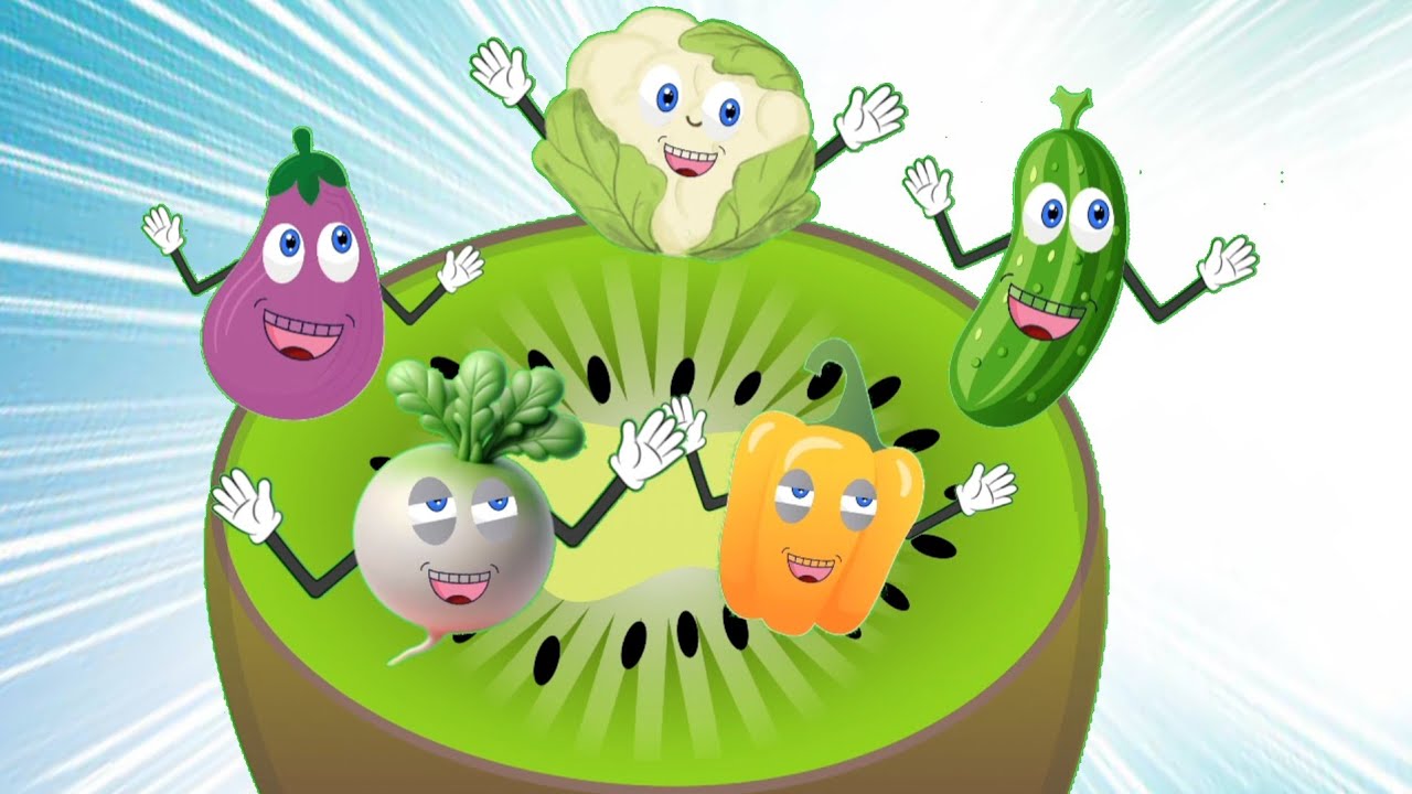 Five Little Vegetables Jumping On The Bed Song for kids l Vegetables ...
