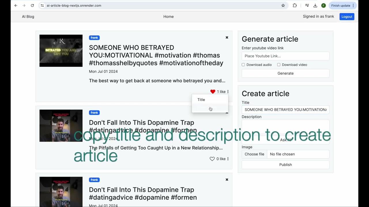 AI Article Blog using NextJS, TypeScript, Firebase, Google API and OpenAI API - YouTube