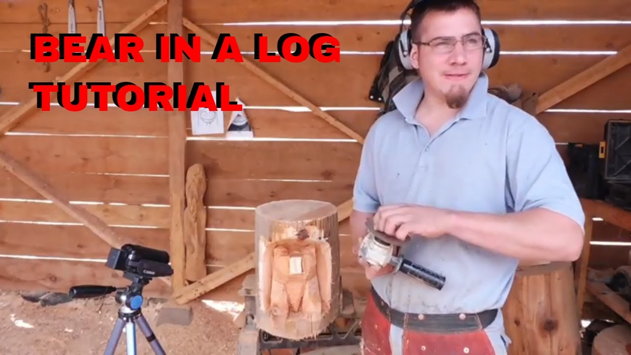 $40 bear in log tutorial - YouTube