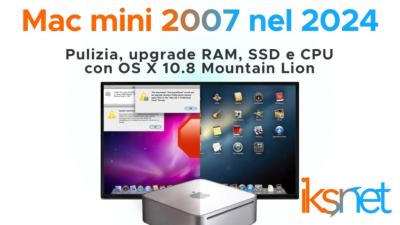 Mac mini 2007 nel 2024, pulizia, upgrade RAM, SSD e CPU con OS X 10.8 ...
