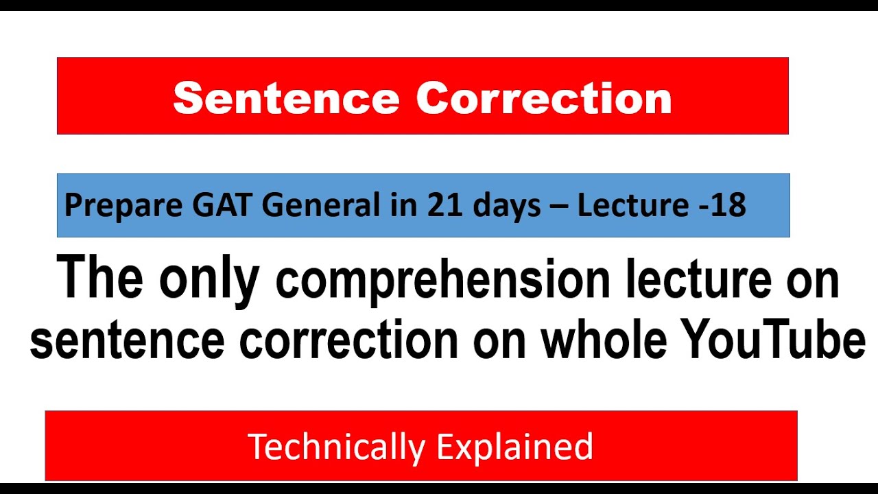Sentence Correction Detailed Lecture| Prepare gat general in 21 days ...
