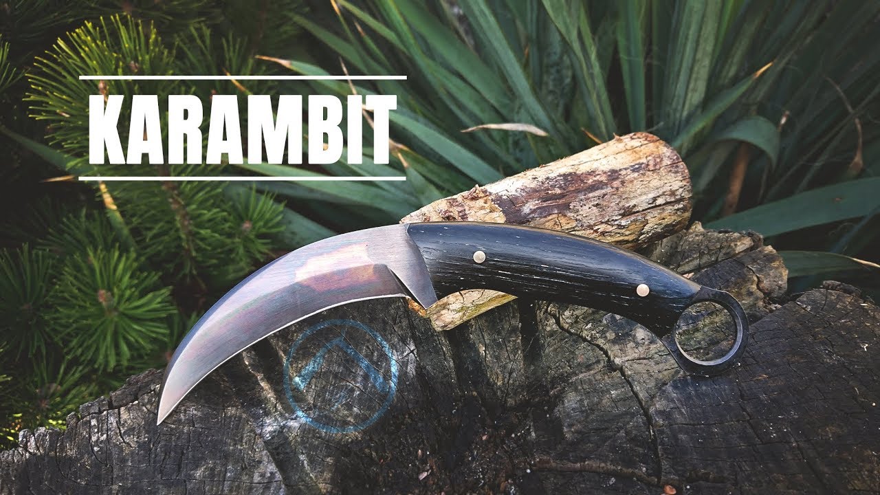 Knife making - KARAMBIT w/ BLACK BLADE and BOG OAK HANDLE - # ...