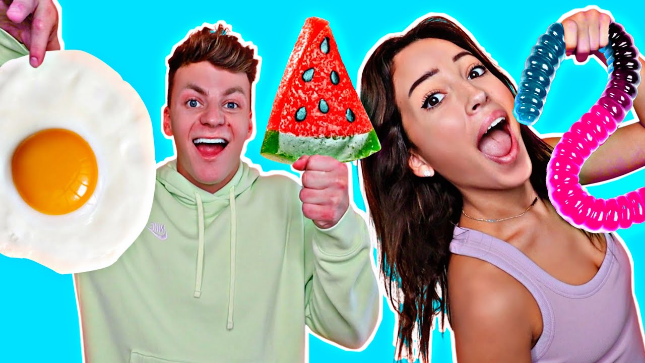 Gummy Food vs Real Food Challenge! *EATING GIANT GUMMY FOOD* - YouTube