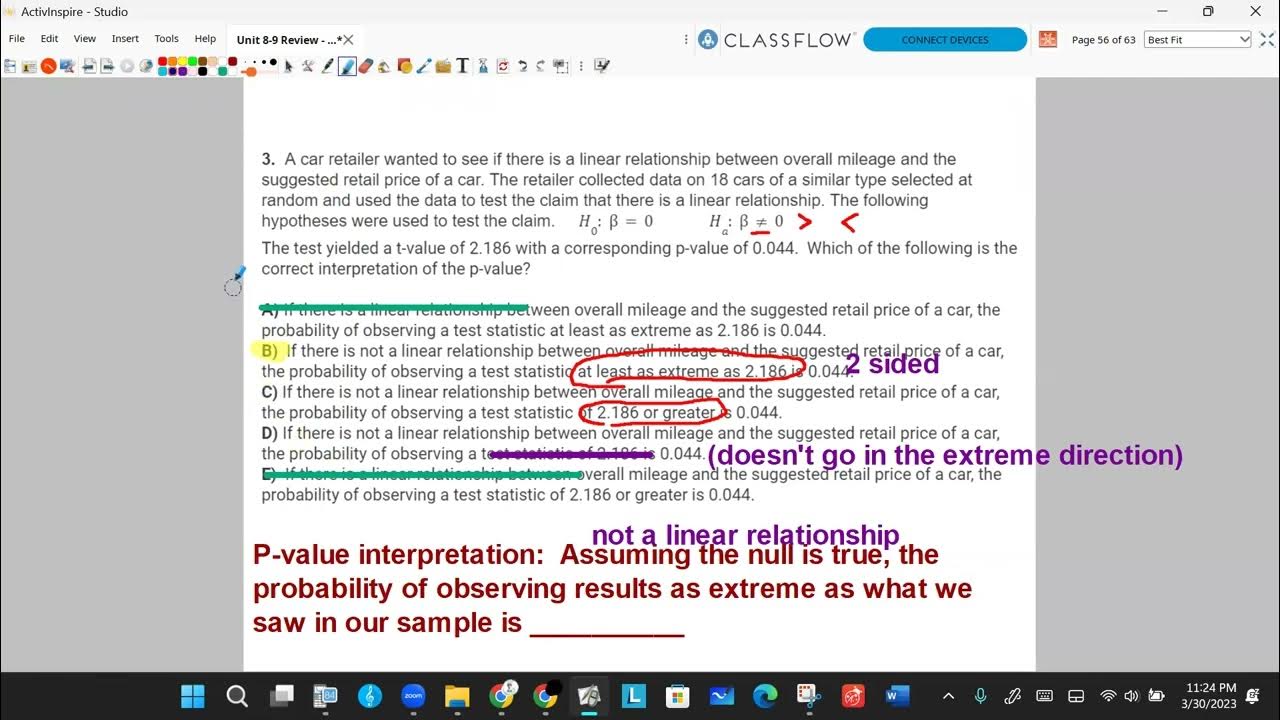 AP Stats - Unit 9 Review - MCQs (page 8 - 10) - inference for slope ...