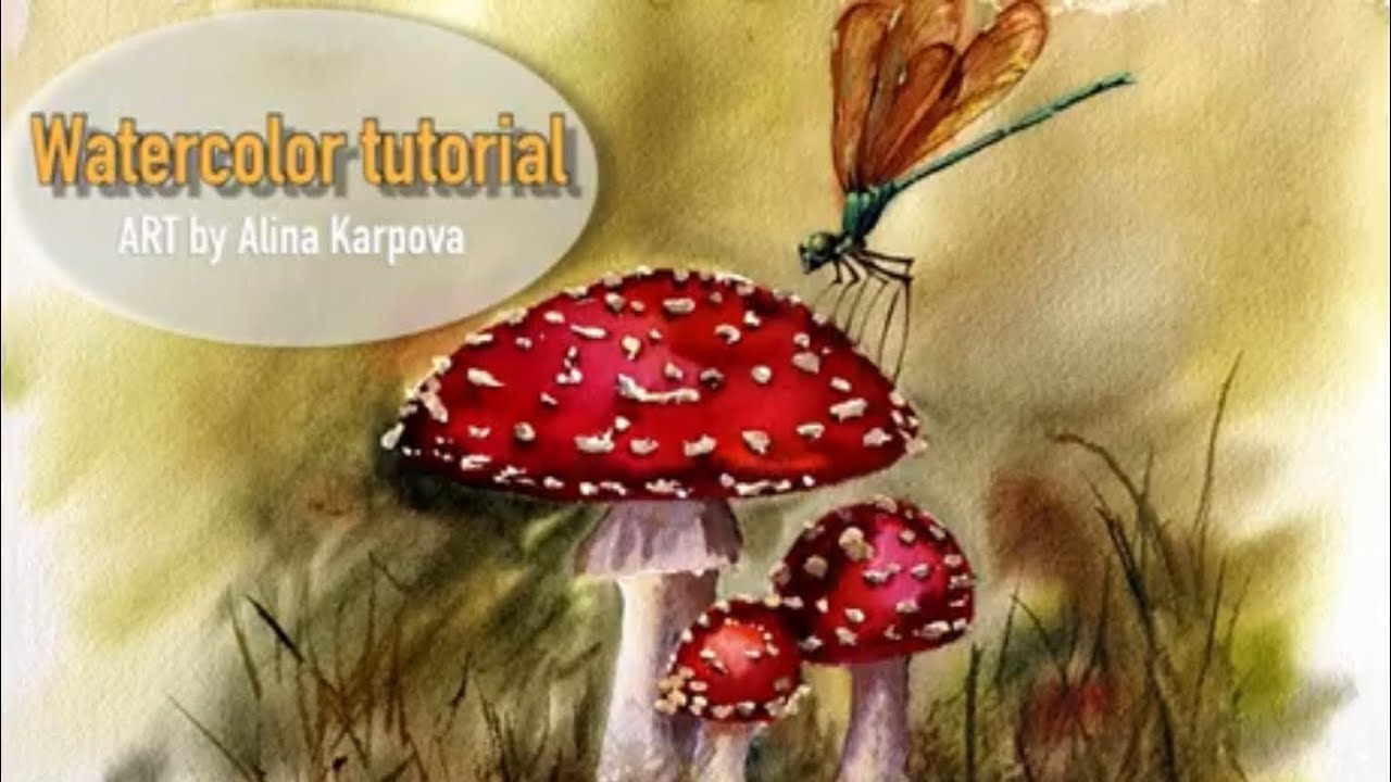 Mushrooms #WATERCOLOR tutorial | Step-by-step - YouTube