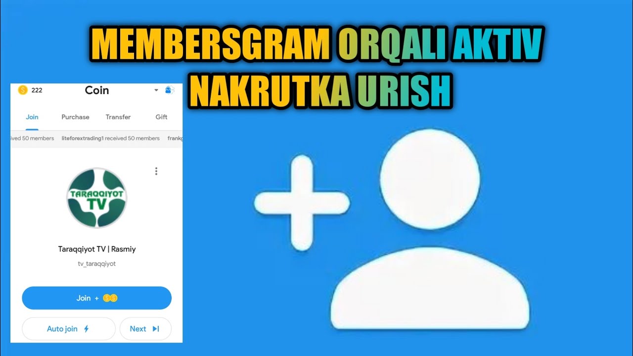Membersgram orqali tekin uzbek nakrutka urish (Prog tg kanalda) - YouTube