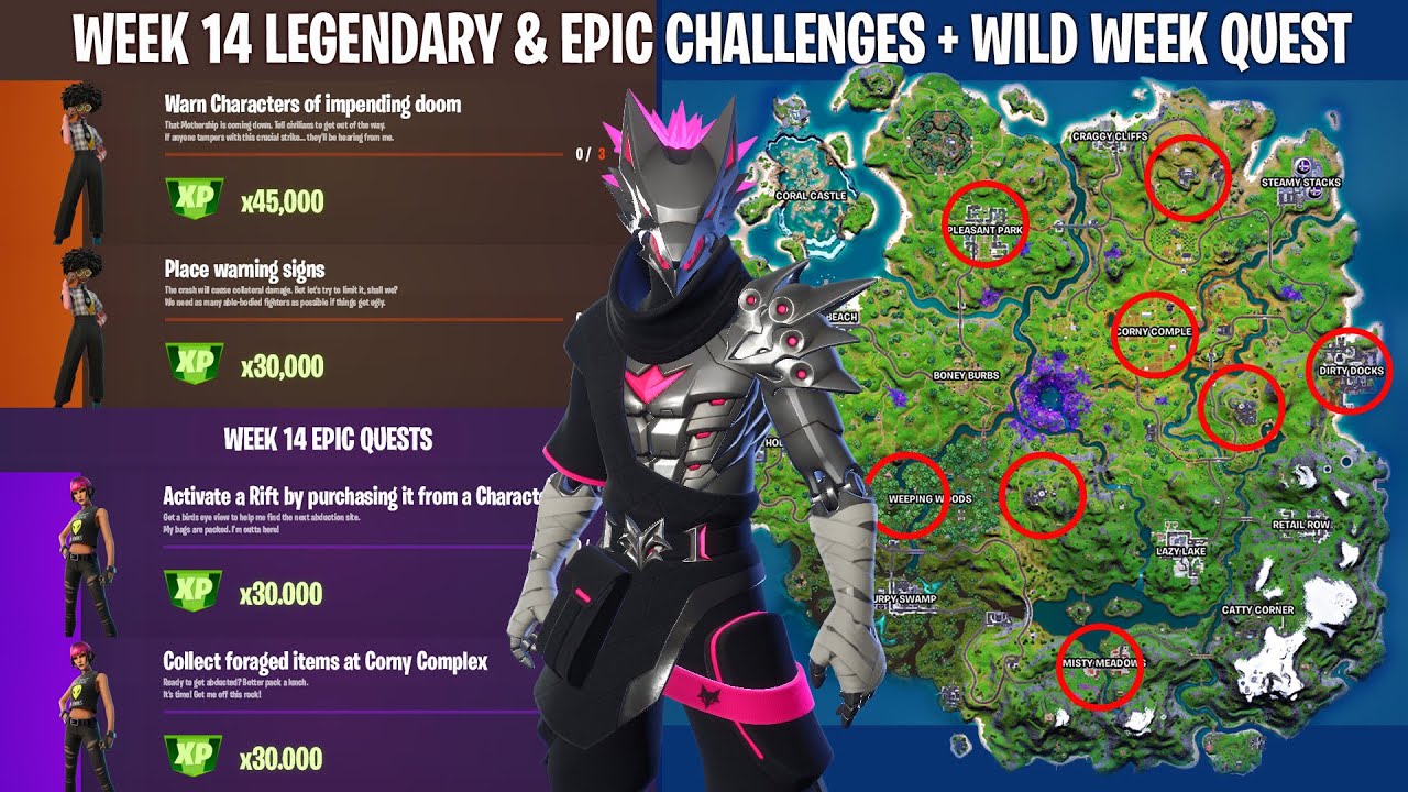 Week 14 Legendary & Epic Challenges Fortnite! Wild Week Spend Bars ...