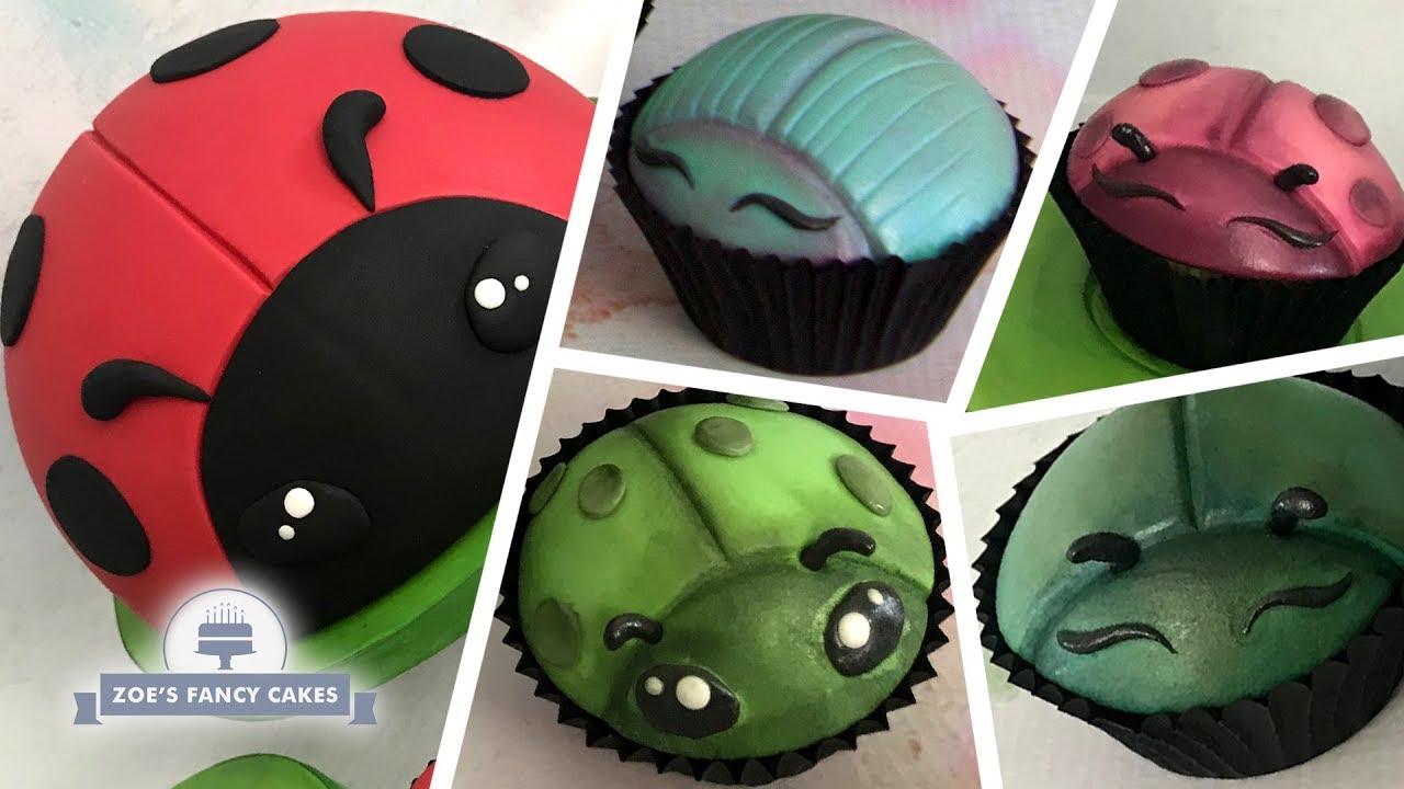 Cute bug cupcakes and ladybug cake decorating tutorial - YouTube