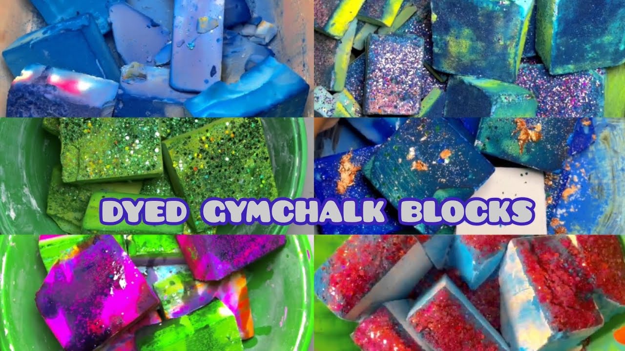 ASMR GYM CHALK | Dyed gymchalk blocks collab with @tannieasmr3268 ...