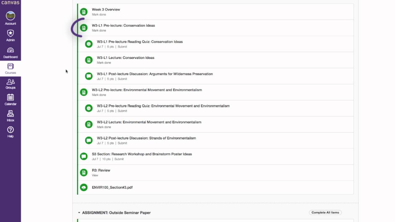 UW Canvas Course Template - YouTube