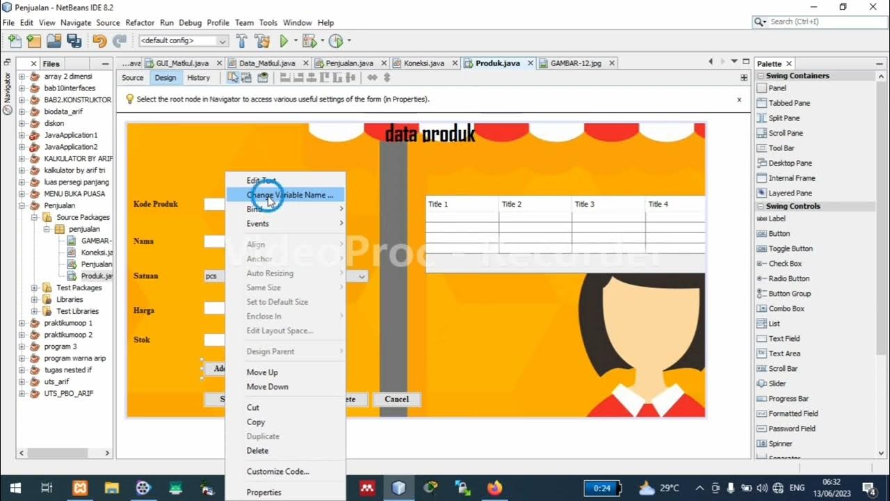 Pemograman Berorientasi Objek Java Netbeeans - Aplikasi Data Input Product dengan Database MySQL ...