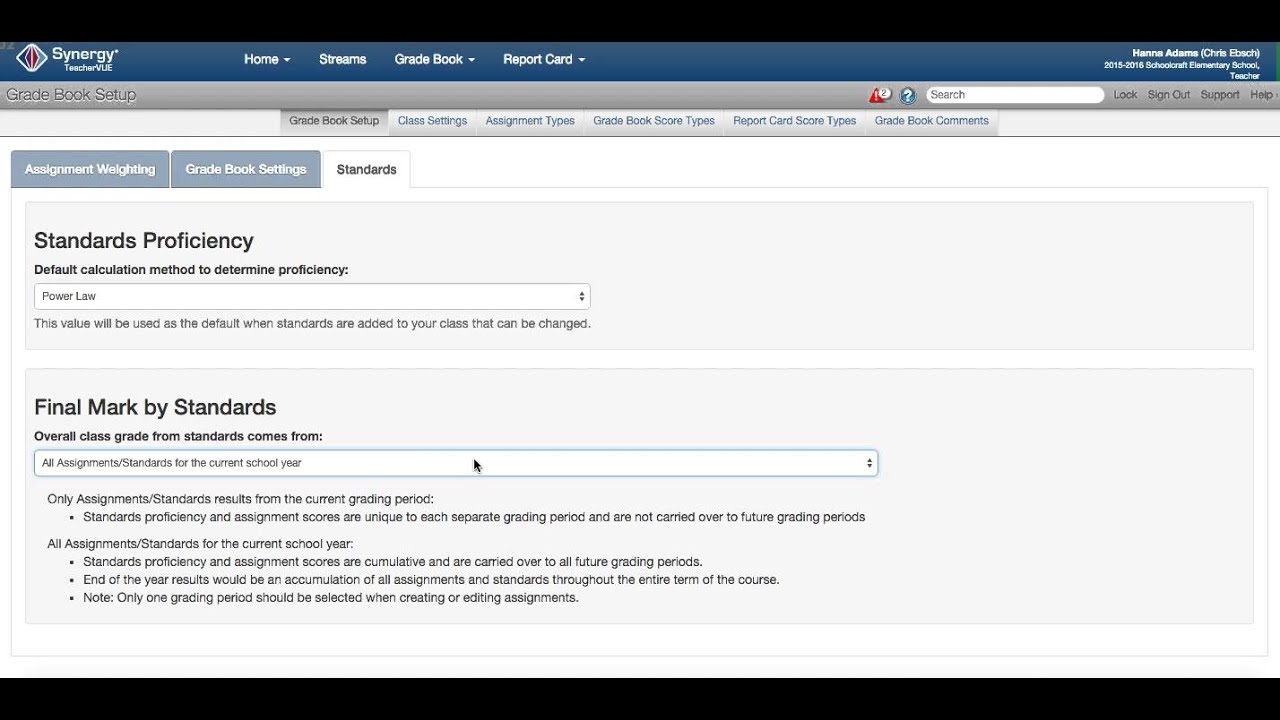 SbG System Admin 6 of 6 - Configuring Synergy TeacherVUE Gradebooks for ...