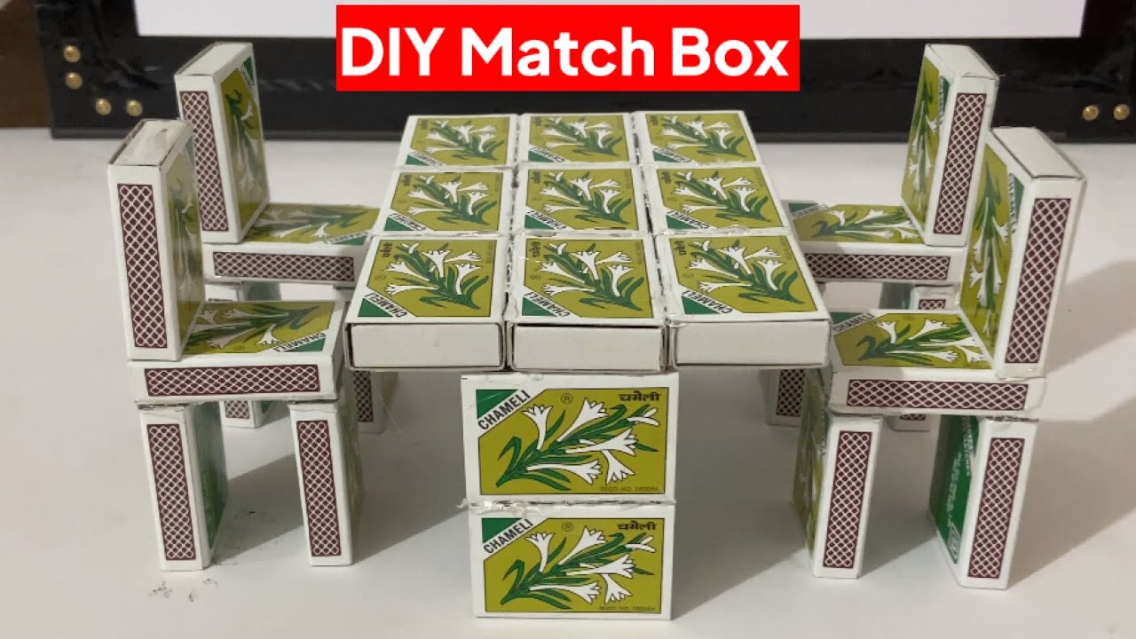DIY Match Box Easy Craft || How to make Dining Table and Chairs ...