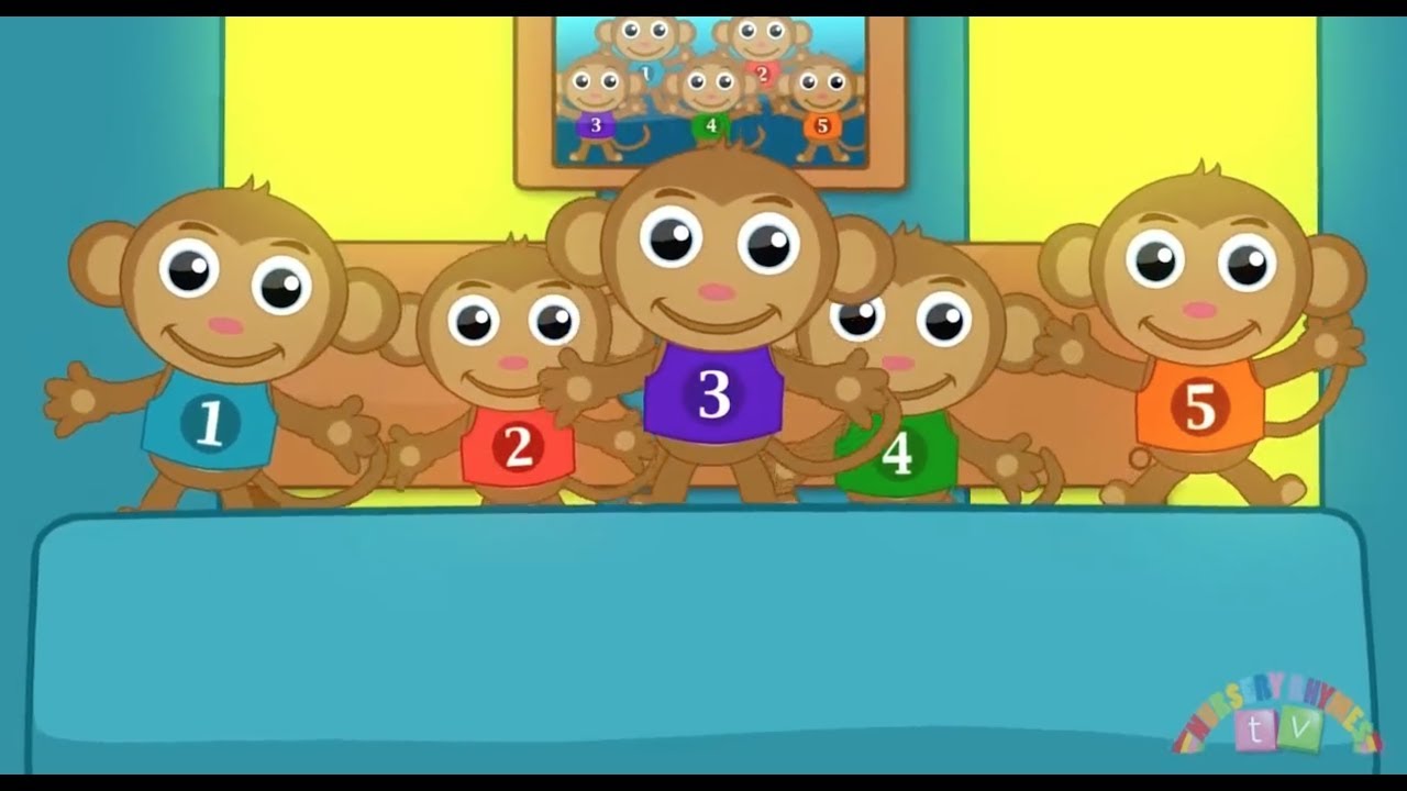 Five Little Monkeys Nursery Rhyme - Poem for Kids - HH Nursery Rhymes ...