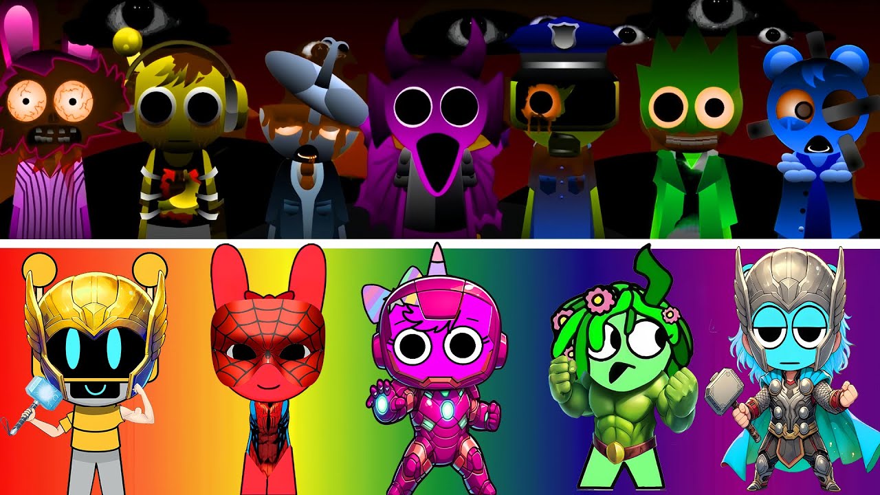 Sprunki Superhero: Yellow, Red, Pink, Blue, Green Who is the strongest ...