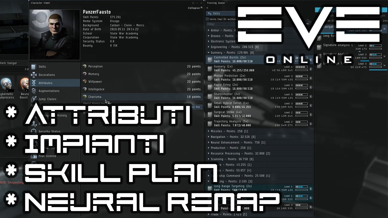 EVE online: come velocizzare l'apprendimento delle skill e pianificare uno skill plan - YouTube