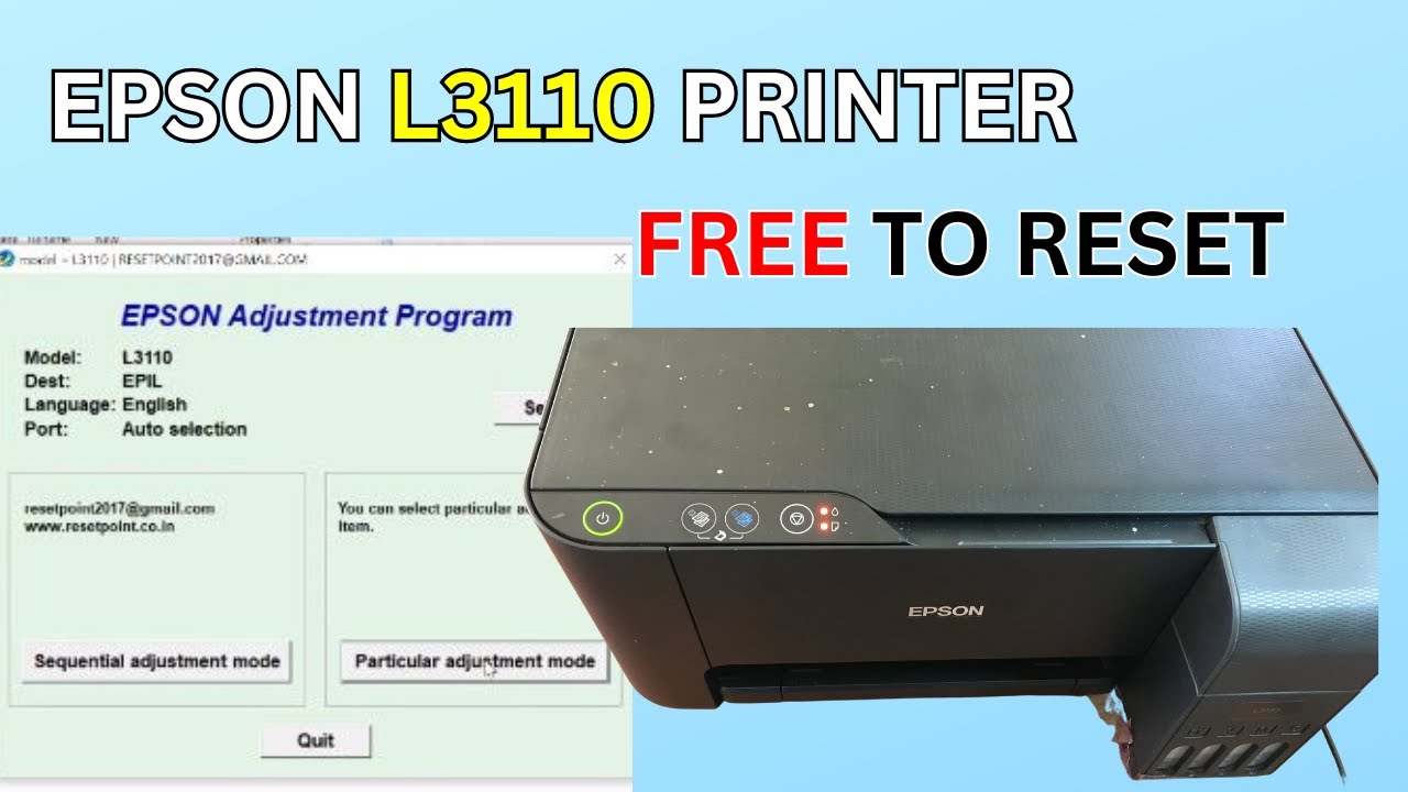 HOW TO RESET EPSON L3110 PRINTER WASTE INK PAD WITH FREE RESETTER - YouTube