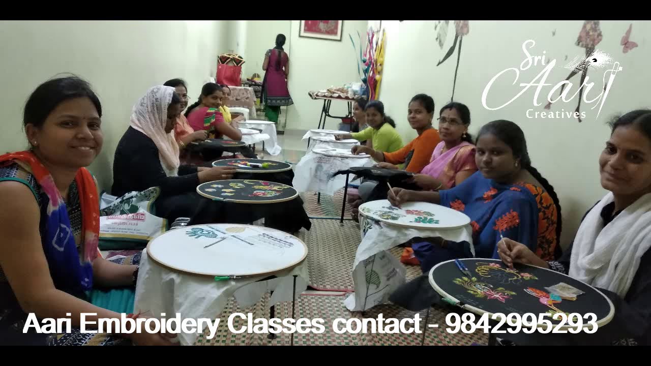 Aari Embroidery Students work from Sri Aari Creatives - YouTube