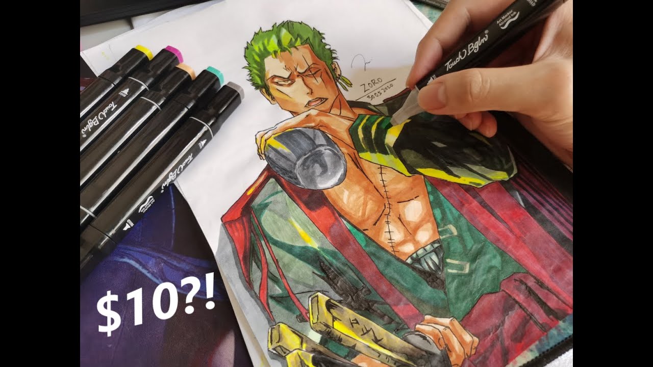 How to draw RORONOA ZORO with using Touch Marker 【One Piece / 海賊王 ...