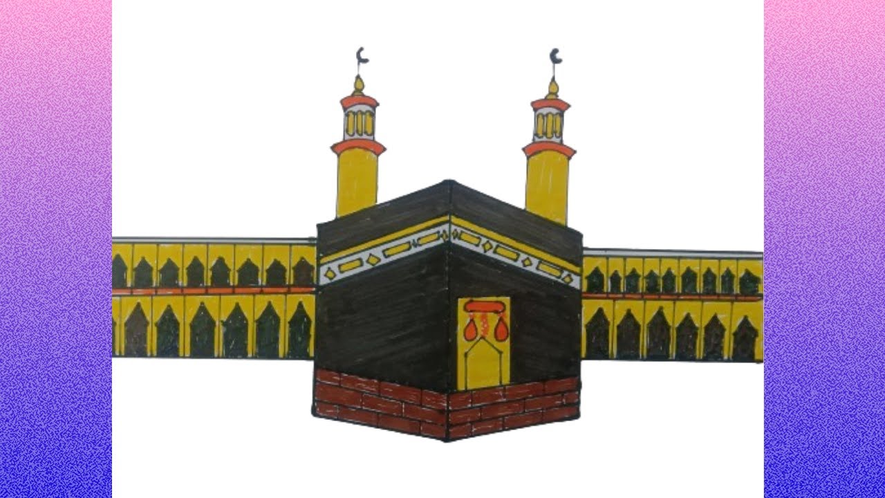 Khana e Kaaba Drawing And Coloring In Easy Way | Easy Way To Draw And ...