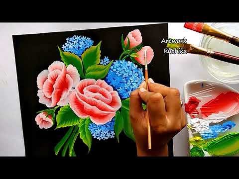 One Stroke Flower Painting Tutorial | Acrylic Flower Painting | How To ...