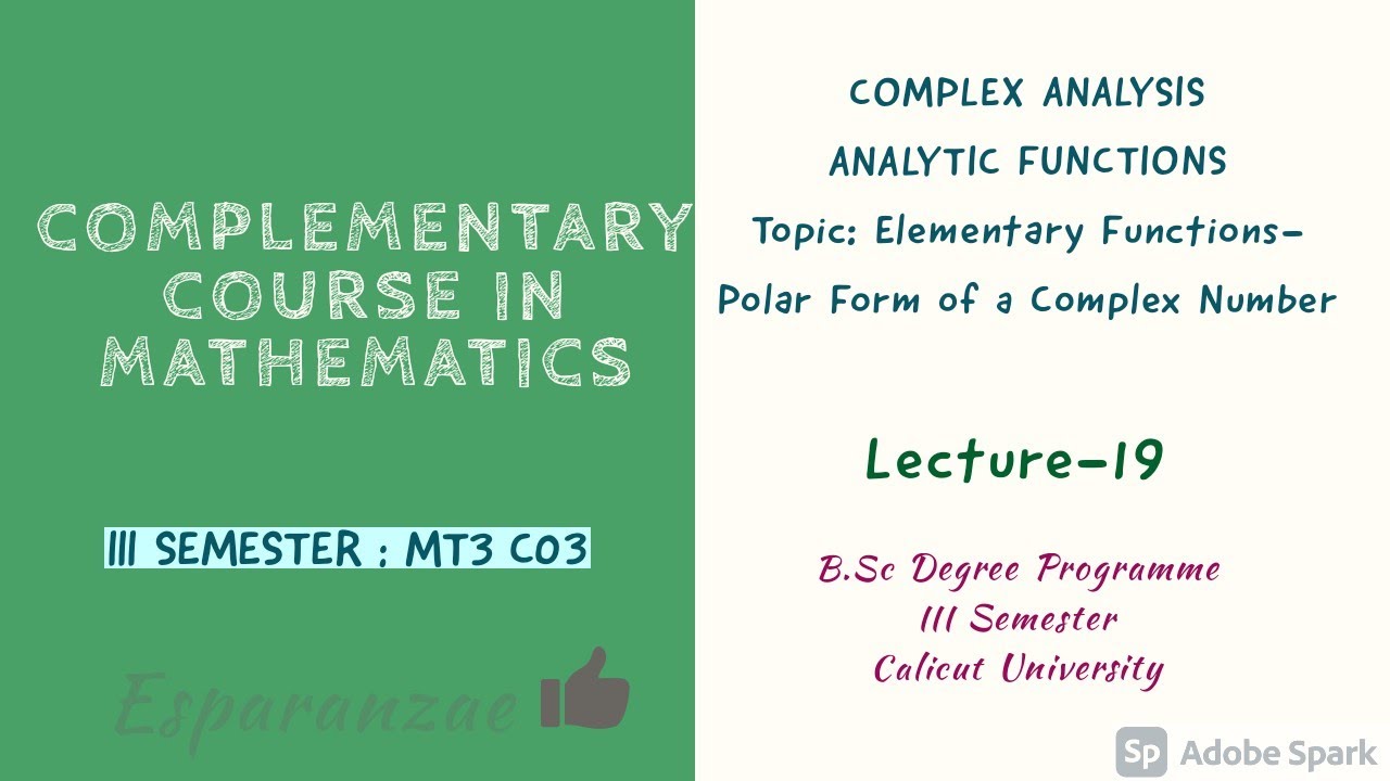 Elementary Function- Polar Form of a Complex Number - YouTube