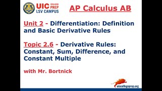 Calculus Ab Bc 2 6 Derivative Rules Constant Sum Difference And ...