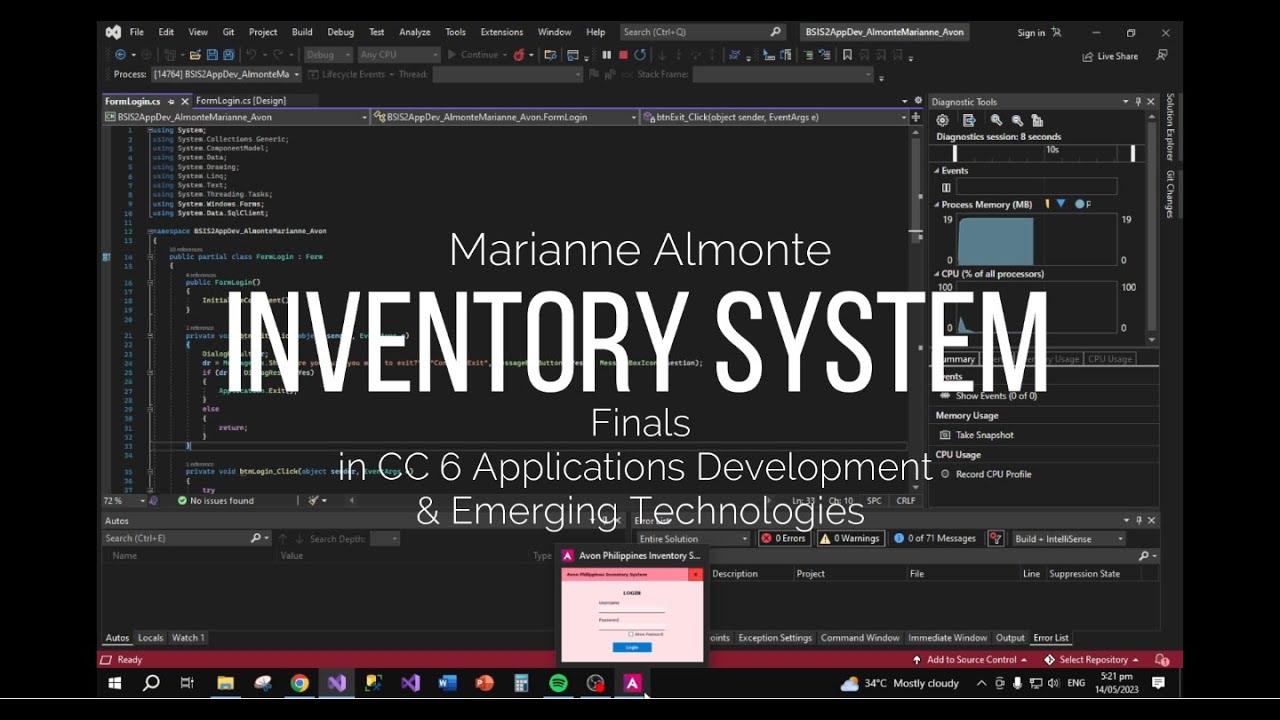 Avon Inventory System - FINALS in CC 6 Applications Development ...