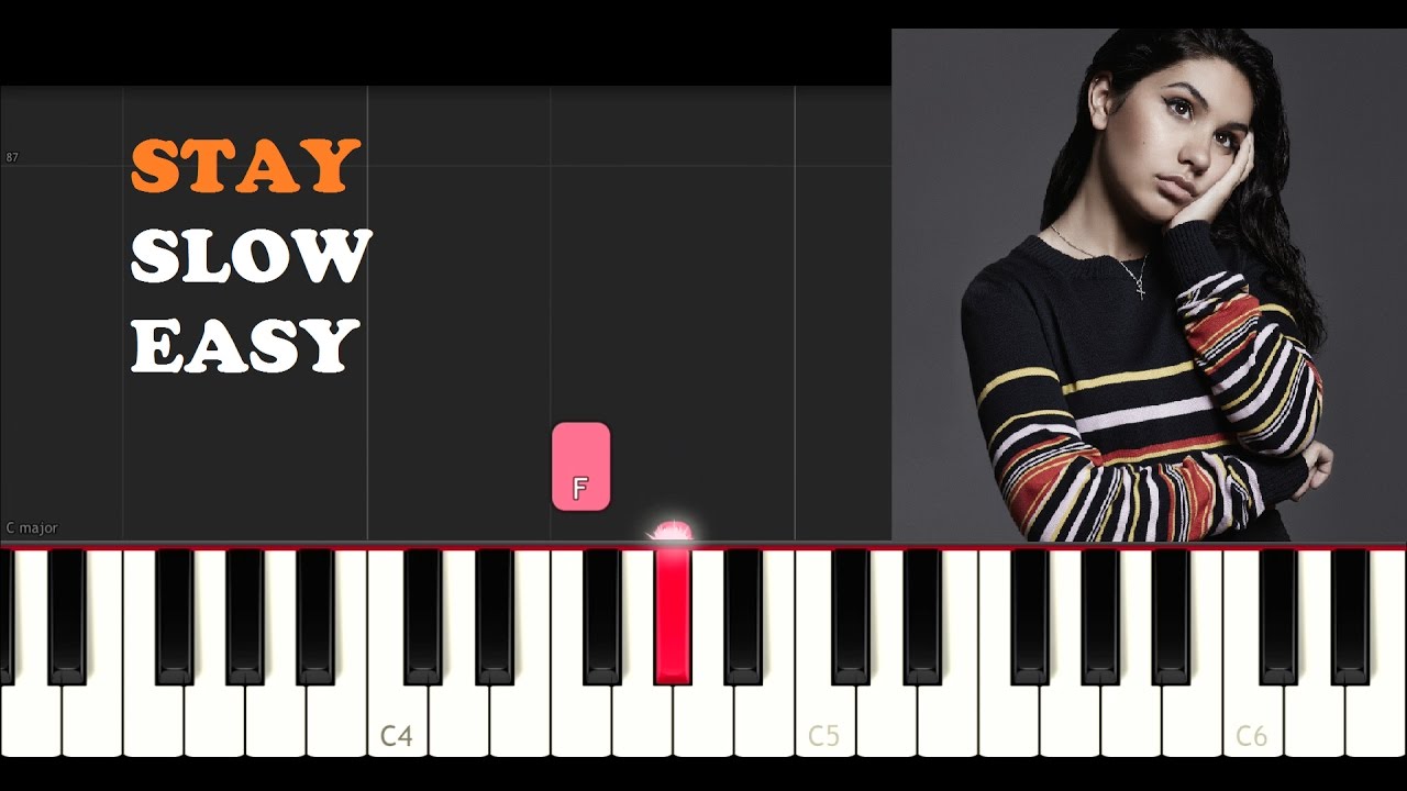 Alessia Cara & Zedd - Stay (SLOW EASY PIANO TUTORIAL) - YouTube