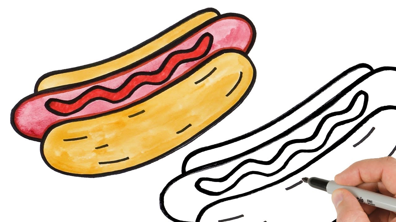 How to Draw Hot Dog | Super Easy Food Drawing Step-by-Step Tutorial ...