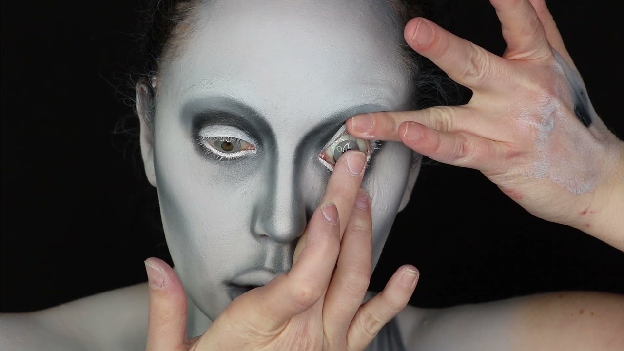 Living Statue Makeup Idea | Grey Undead Coloured Contacts - YouTube