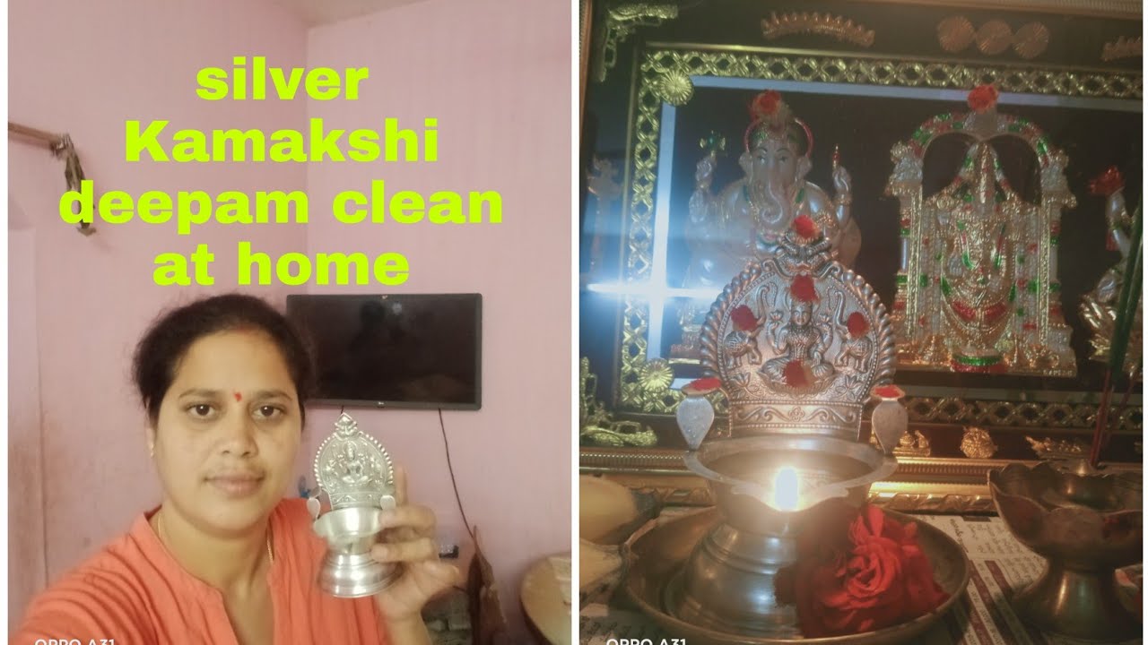 Silver Kamakshi deepam clean at home/Easiest way to clean silver - YouTube