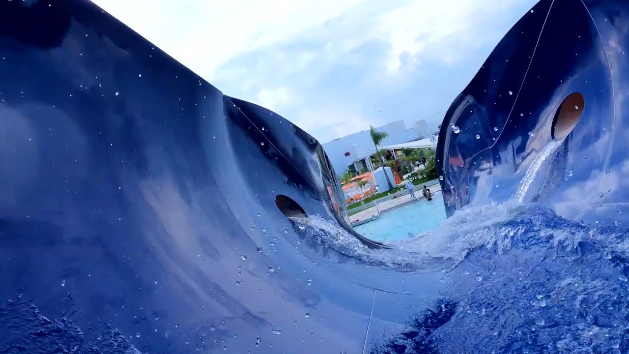 Blue Tube Slide Aqua Nick Riviera Maya - YouTube