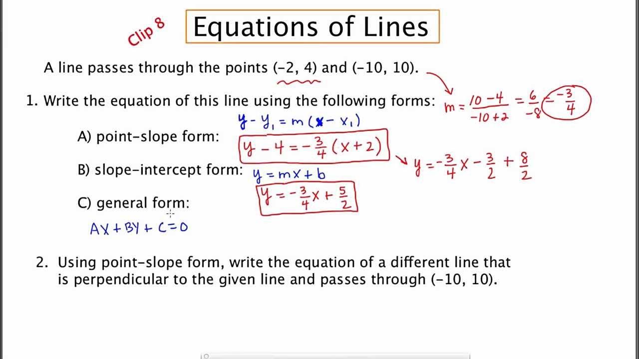 MathCamp321: Calculus - Clip 8: Writing Equations of Lines - YouTube