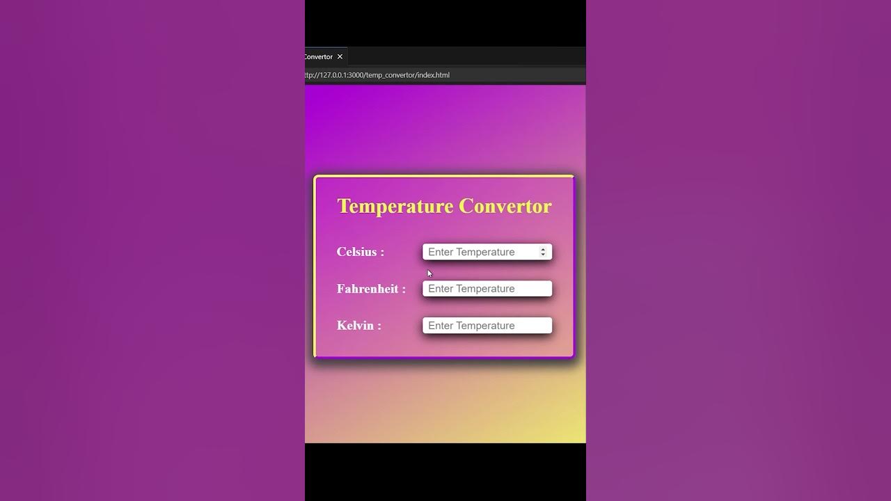 Temperature Converter Using Html Css Javascript Coding Project Youtube