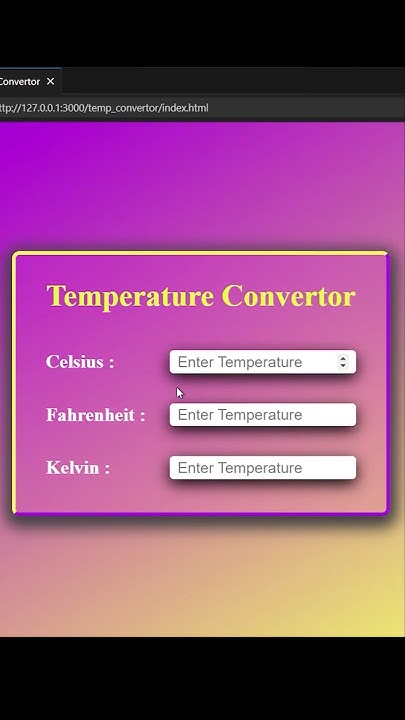 Temperature converter using Html Css Javascript #coding #project - YouTube