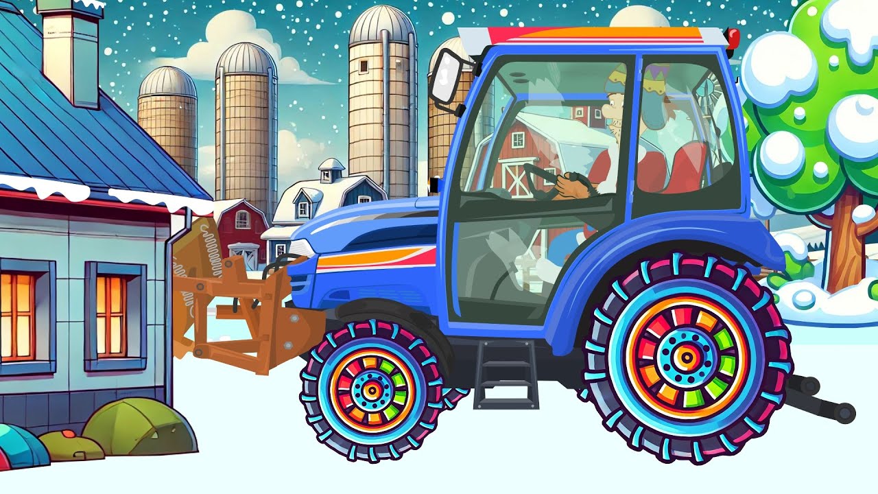 Snowy Farm and Little Blue Tractor in Action - Winter Adventures on the ...