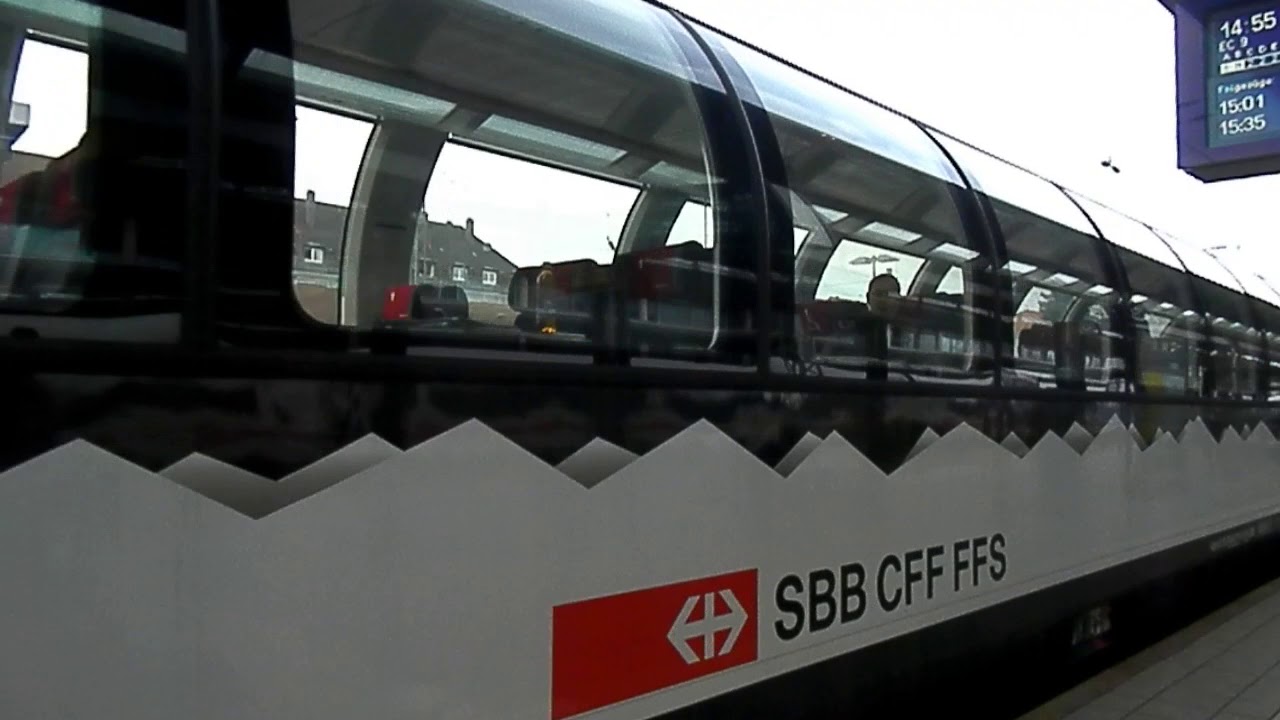 Freiburg Hbf, EC 8 Abfahrt Richtung Basel, Panoramawagen - YouTube