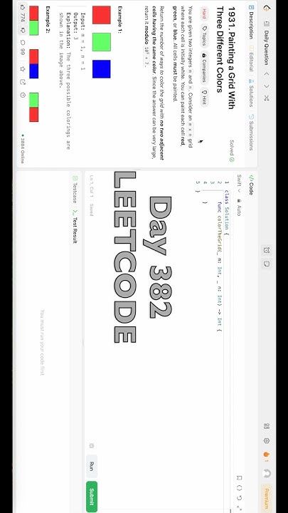 Day 382: LeetCode Problem 1931. - Swift #daily #challenge #swiftui #coding #leetcode - YouTube