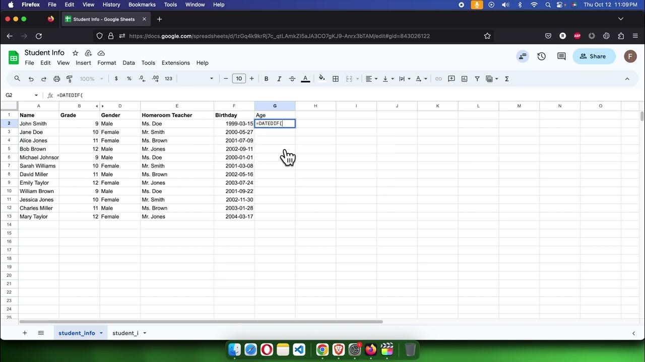 How to Calculate Age in Google Sheets Using the DATEDIFF Function - YouTube