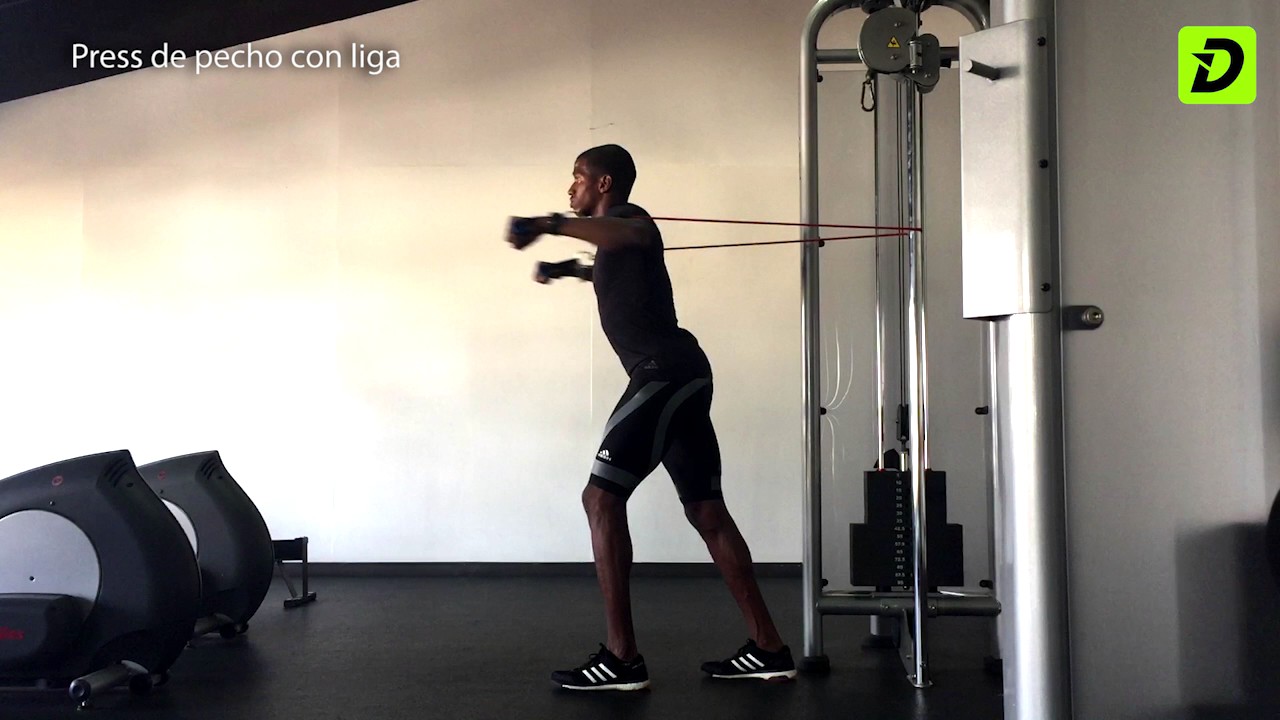 Press de pecho con liga - YouTube