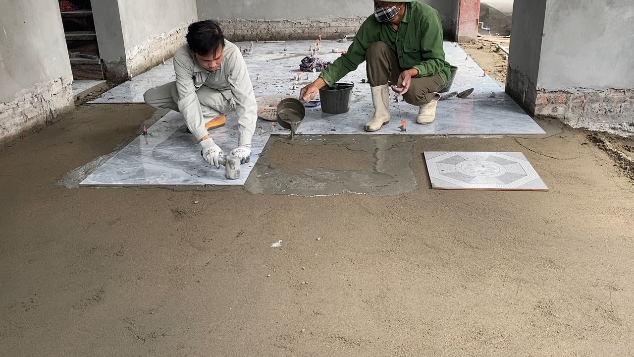 How To Construction Living Room With Ceramic Tiles | Install Small ...