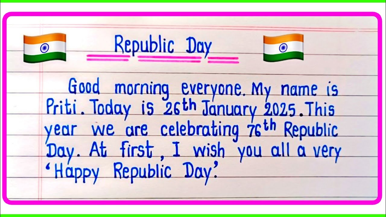26 January Speech In English 2025 | Speech On Republic Day | Republic ...