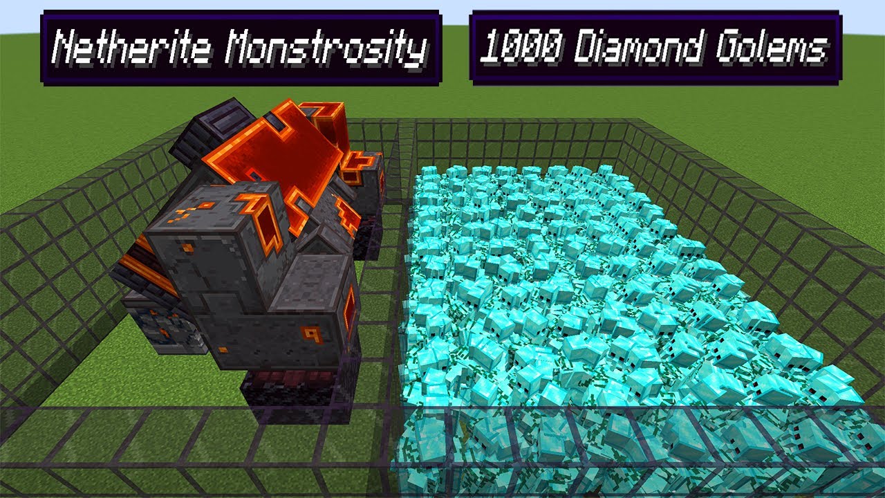 Netherite Monstrosity Vs 1000 Diamond Golems - YouTube