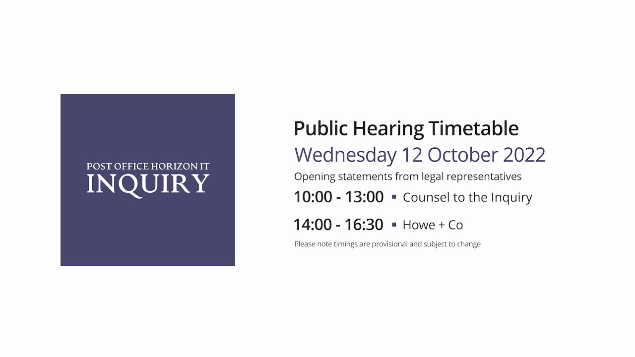 Post Office Horizon IT Inquiry Opening Statements - Day 2 PM Live ...