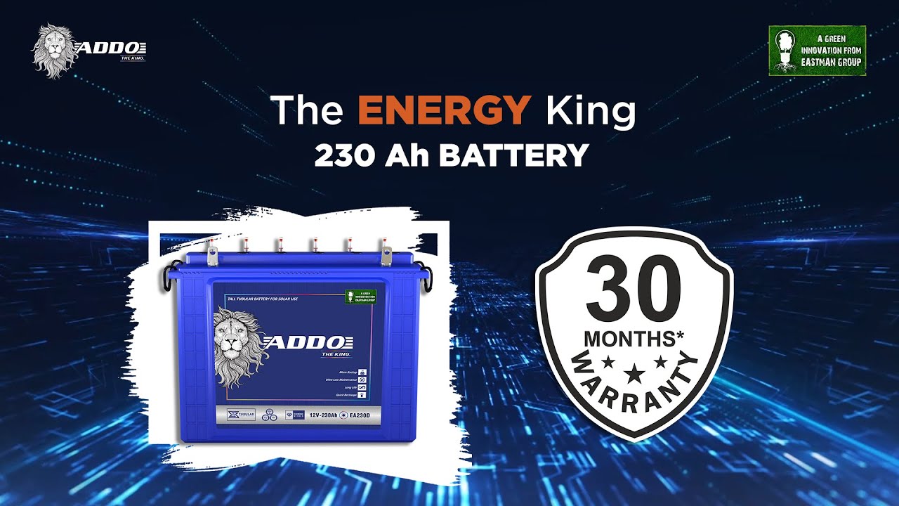 ADDO 230 Tall Tubular Battery I 30 Months Warranty I The Energy King ...