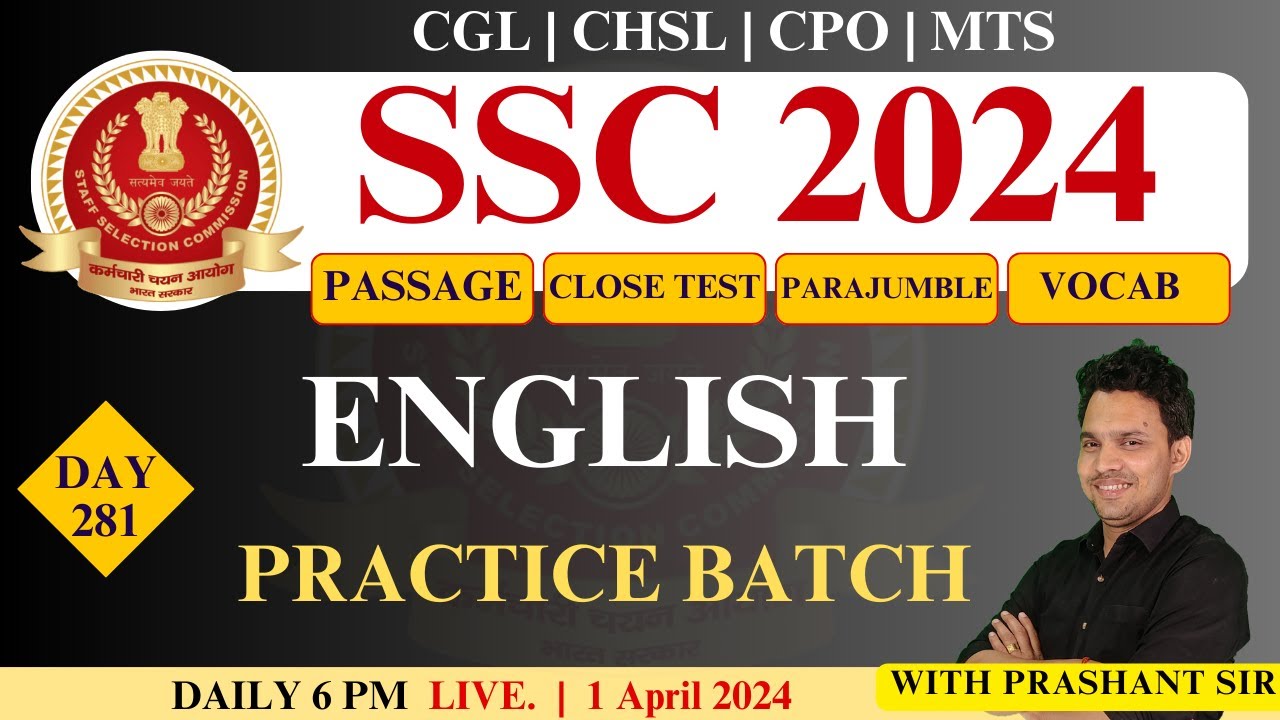 SSC English Daily Practice Course for Grammar, Vocab and Passage Cloze ...