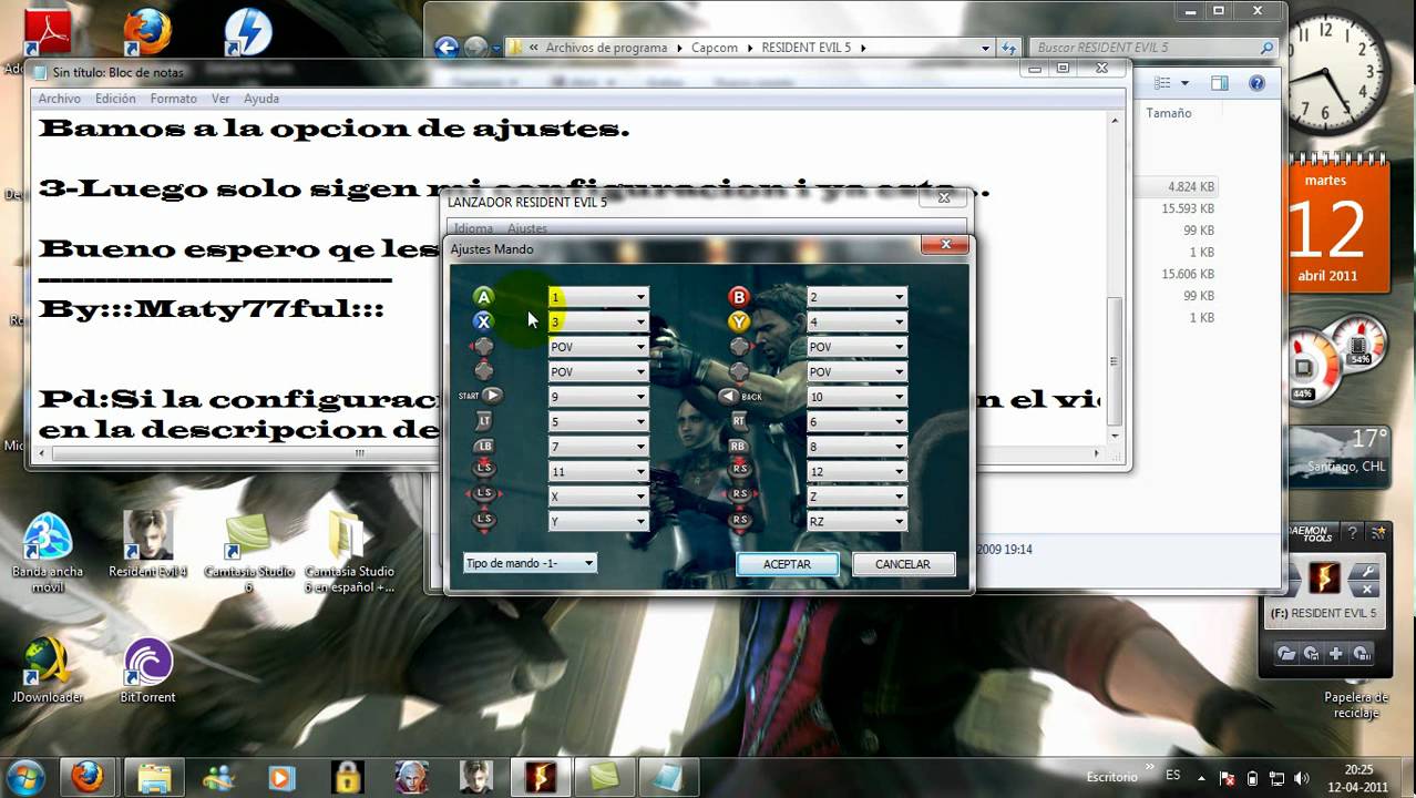 Configuracion de controles para resident evil 5 - YouTube