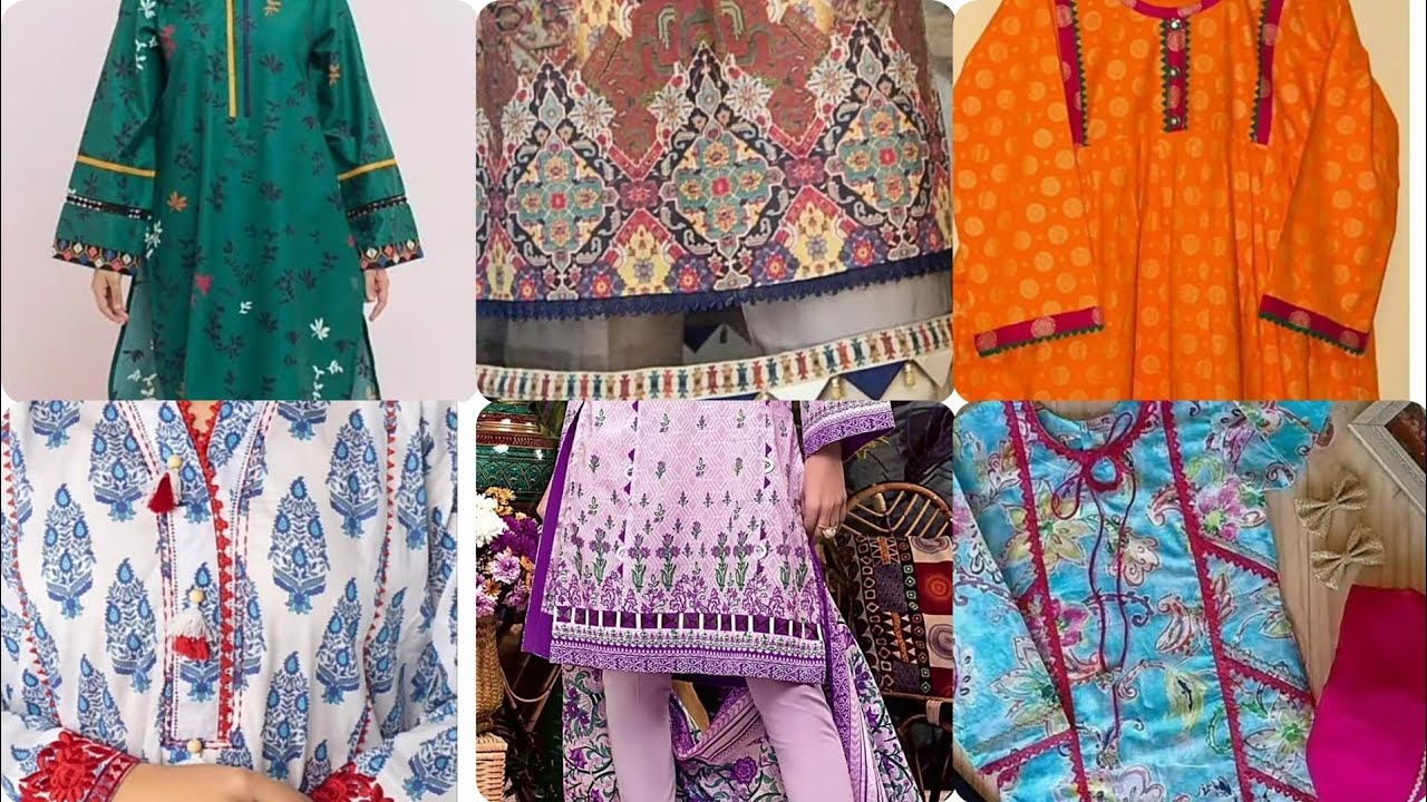 summer printed lawn sleevs, neck,and daman dress design - YouTube